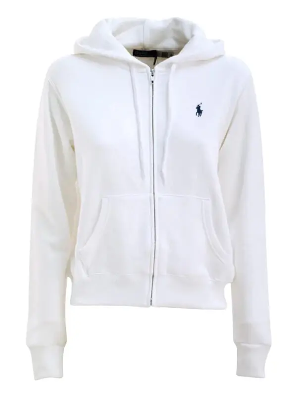 Ralph Lauren Zip-up Hoodie With Embroidered Logo - White