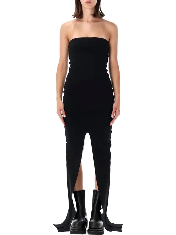 Rick Owens Strapless Bodycon Maxi Dress With Front Seam Detail - Nero