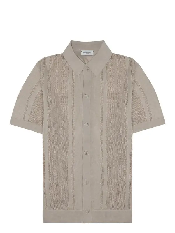 PAOLO PECORA MILANO Short-sleeve Knit Button-up Shirt - Beige