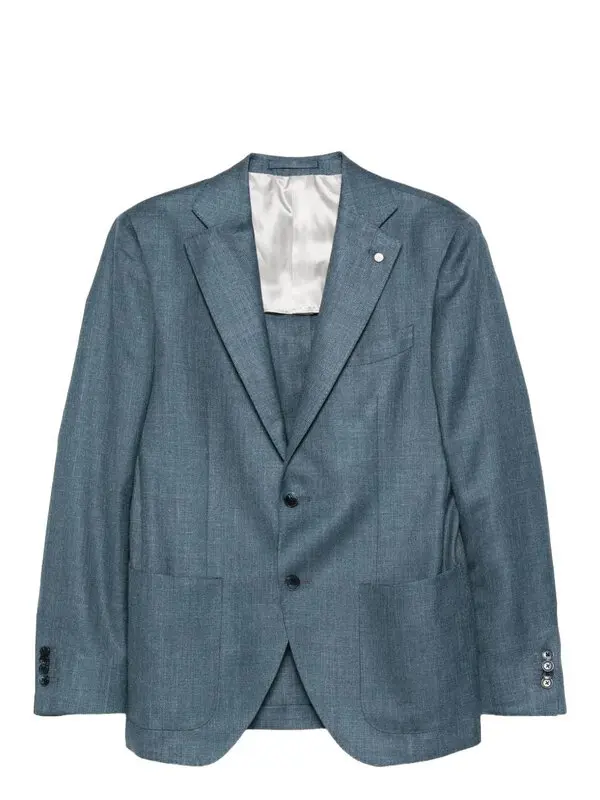 LUIGI BIANCHI Single-breasted Welt Pocket Jacket - Navy