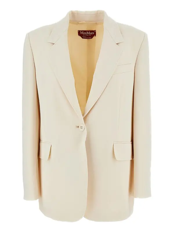Max Mara Cady Blazer With Vertical Stitching And Lapel Collar - Bianco