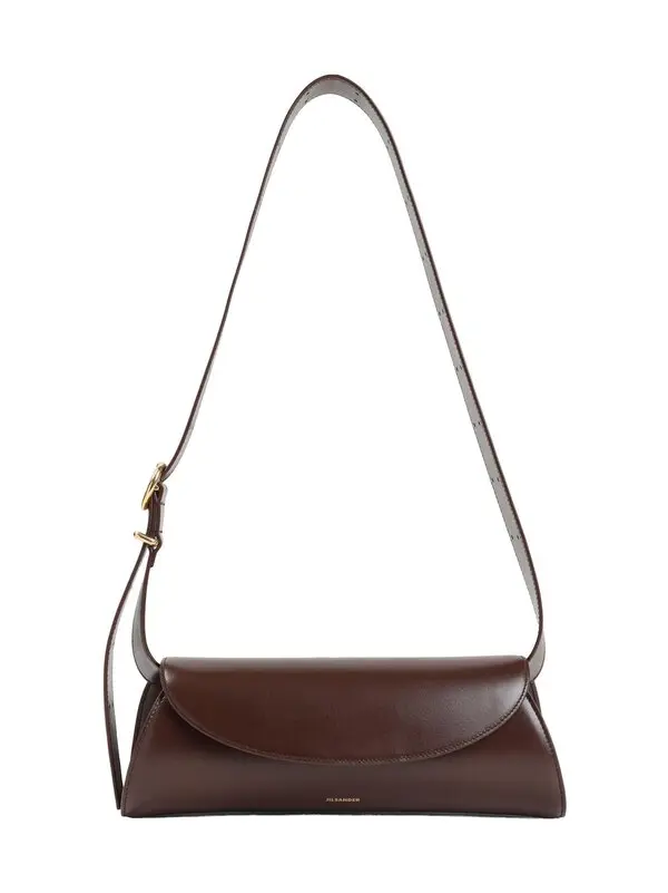JIL SANDER Mini Cannolo Leather Shoulder Bag - Grey