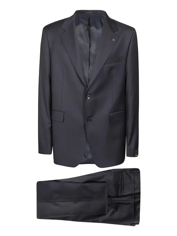 Tagliatore Two-piece Suit Set With Notched Lapels And Two-button Closure - Navy