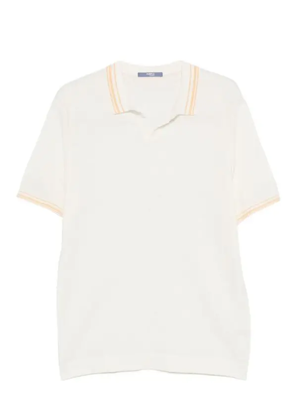 PEOPLE OF SHIBUYA Mini Sweater With Striped Collar And Cuffs - Ivory