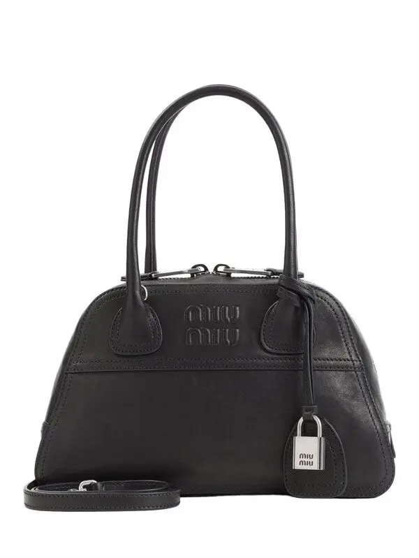 Miu Miu Nappa Leather Shoulder Handbag - Black