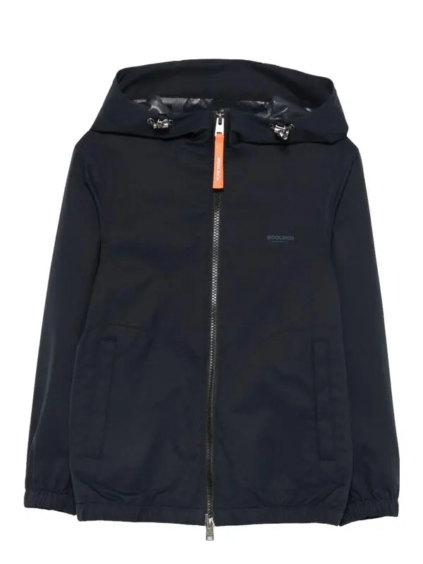 Woolrich Hooded Zip Jacket With Front Pockets - Navy