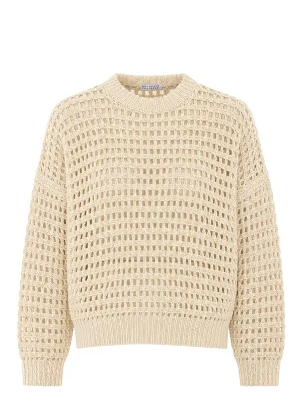 Brunello Cucinelli Wool And Cashmere Open-knit Sweater With Sequin Embellishment - Multicolor