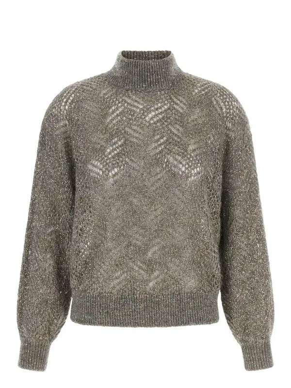 Brunello Cucinelli Wool High Neck Openwork Jumper - Multicolor