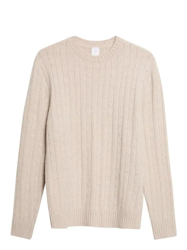 Eleventy Cable Knit Cashmere & Silk Blend Sweater - 02n Sand