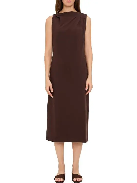 Michael Stars Aurelia Asymmetric Pleated Midi Dress - Java
