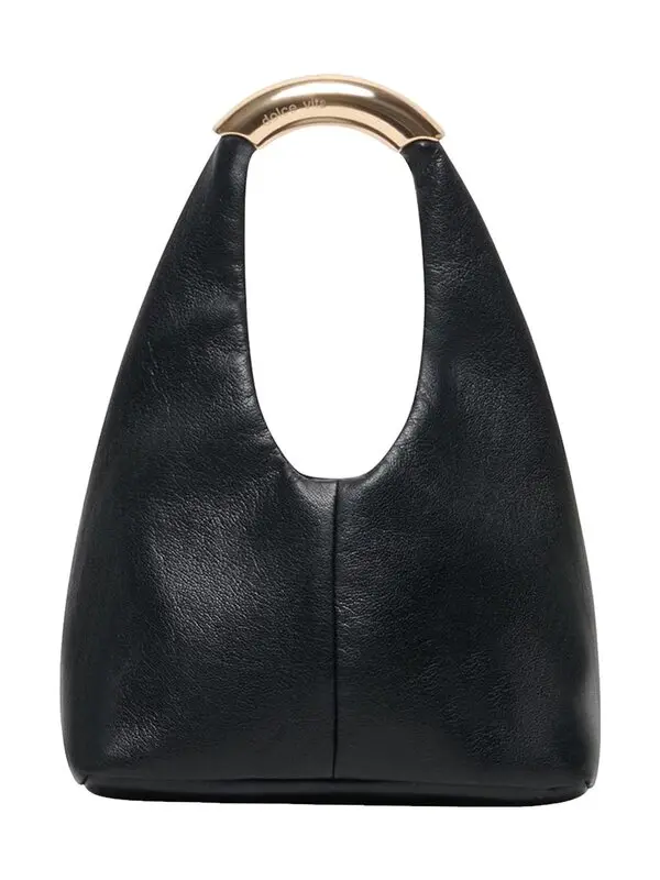Dolce Vita Evelisse Faux Leather Hobo Bag With Metallic Hoop Handle - Black