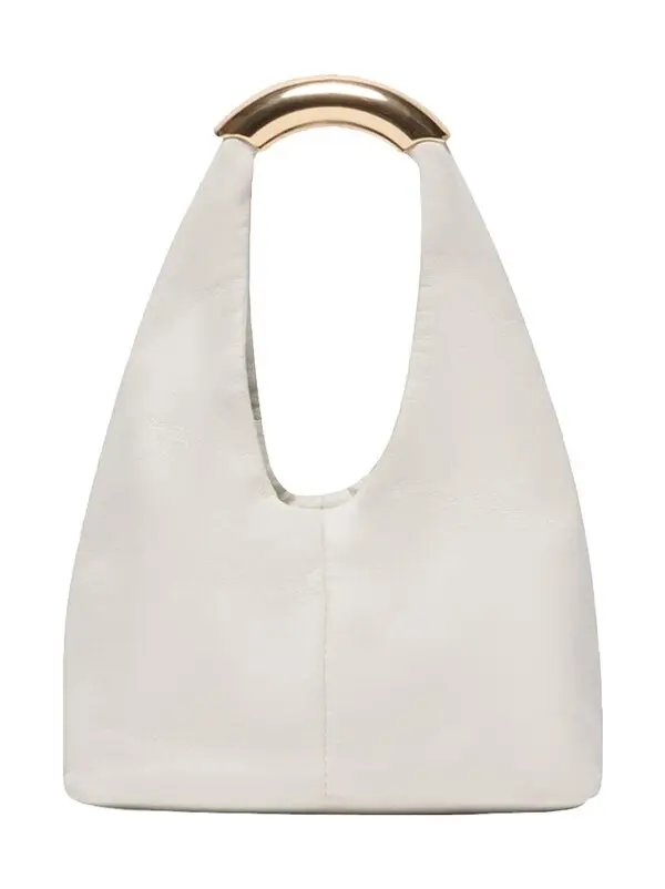 Dolce Vita Evelisse Faux Leather Hobo Bag With Metallic Hoop Handle - White