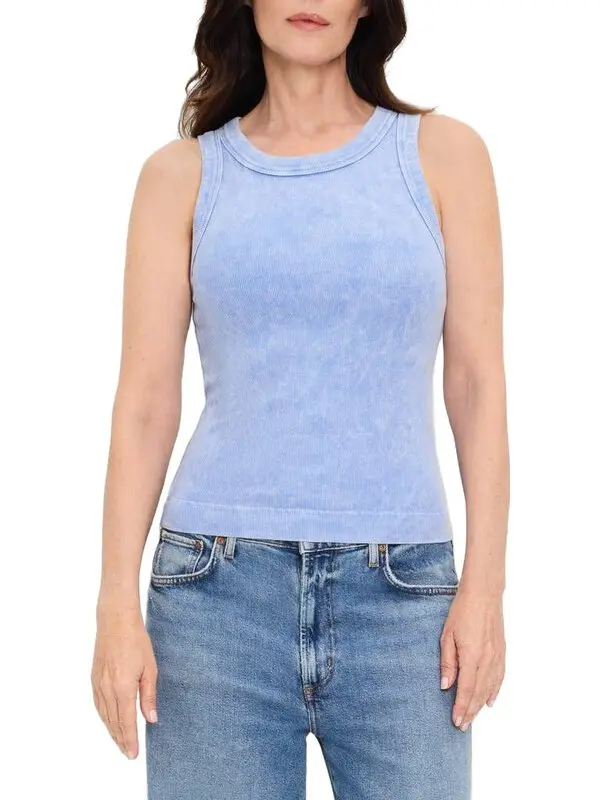 Michael Stars Gina Wide Binding Cropped Ribbed Tank - Sky