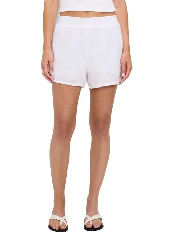 Michael Stars Alva Smocked Gauze Shorts - White