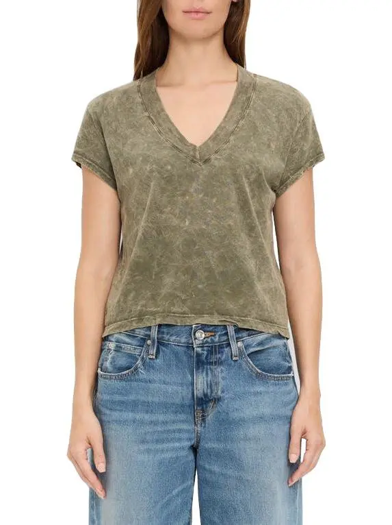 Michael Stars Harlan Cropped V-neck T-shirt - Caper