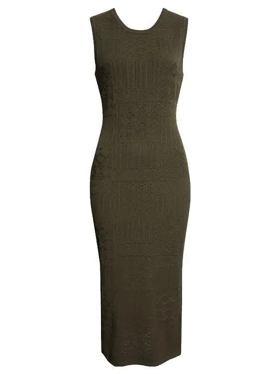 Veronica Beard Sleeveless Knit Midi Dress - Loden