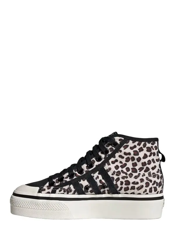 Adidas Nizza Platform Mid Leopard Print High Top Sneakers - Cloud White/core Black/off White