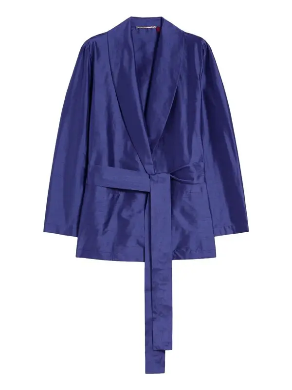 Max Mara Silk Shantung Tunic With Belt - Cornflower Blue