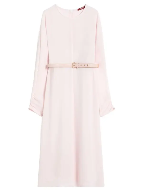 Max Mara Cady Flared Midi Dress With Belt - Pink