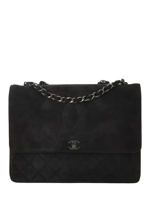 Chanel Suede Cc Flap Bag - Black