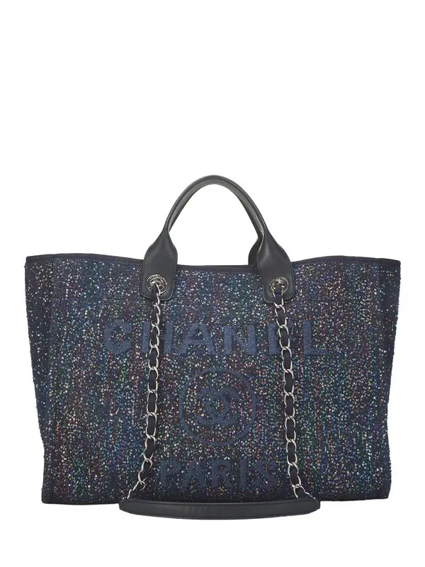 Chanel Sequin Deauville Nm Tote - Navy