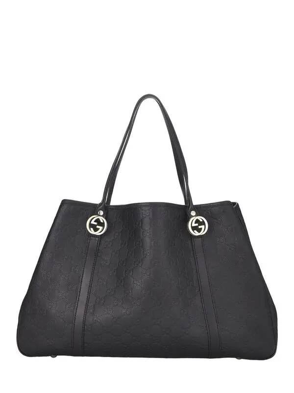 Gucci Guccissima Leather Twins Tote - Black