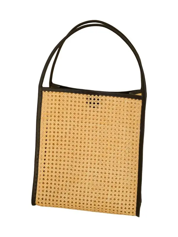 Pink Haley Viviana Oversized Cane And Leather Tote - Black/brown