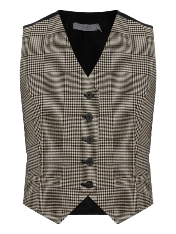 IRO PARIS Checked V-neck Waistcoat - Brown