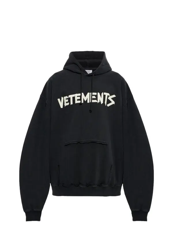 Vetements Long-sleeved Hooded Sweatshirt With Logo - Black