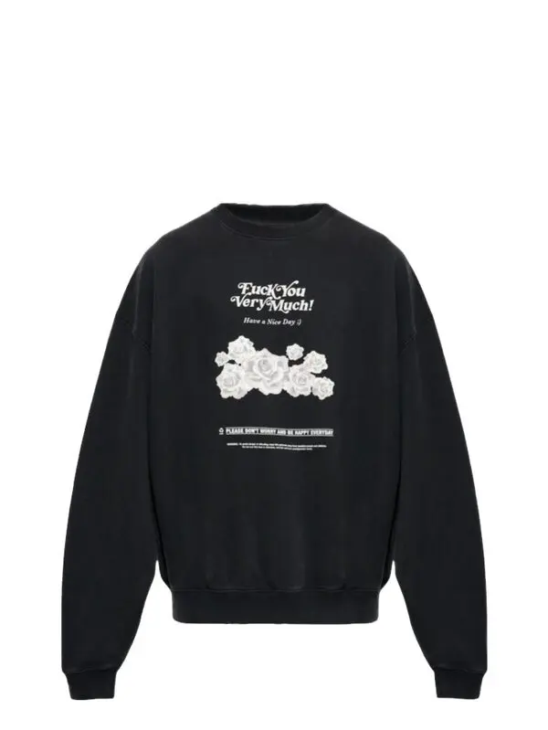 Vetements Long-sleeved Sweatshirt With Graphic Print - Washed Black