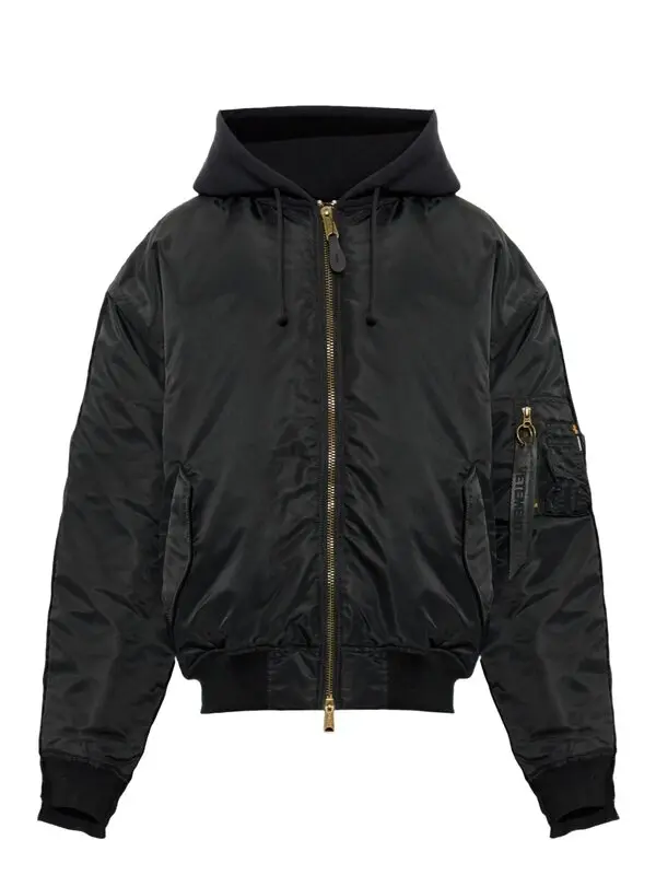 Vetements Long-sleeved Zip-up Hooded Jacket - Black