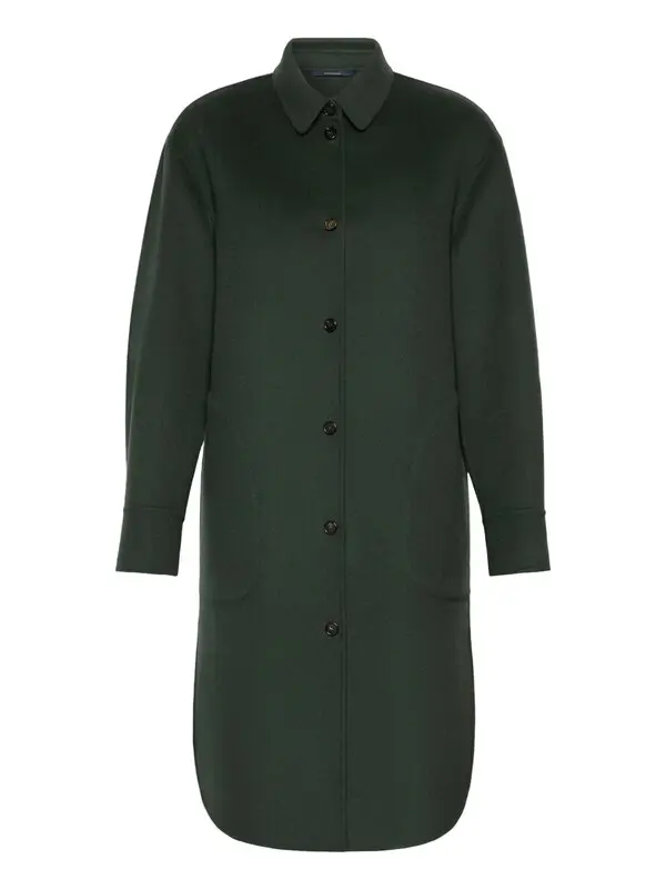 Max Mara Virgin Wool Button-down Coat - Dark Green