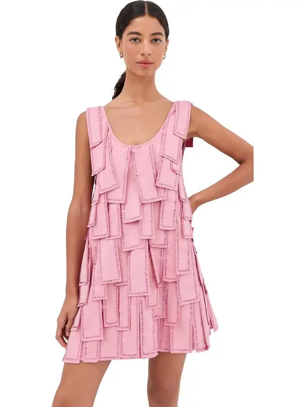La Vie Style House Jewel Tassel Mini Swing Dress - Pink