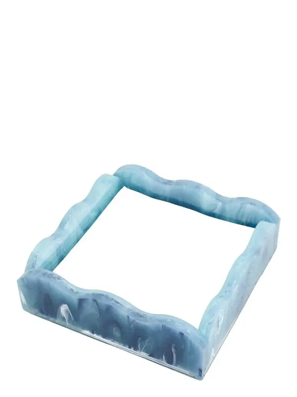 TIZO DESIGN Lucite Marbleized Cocktail Napkin Tray - Blue