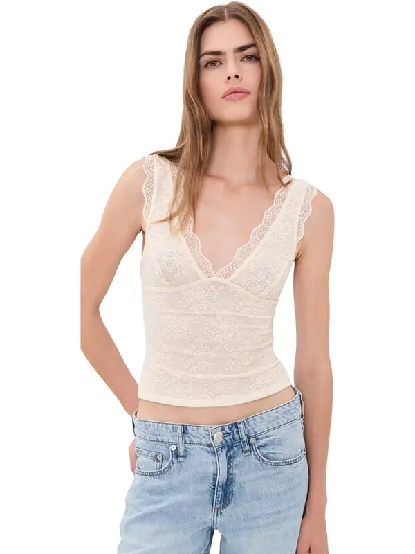 Free People Loved You First Lace Blouse - Tea