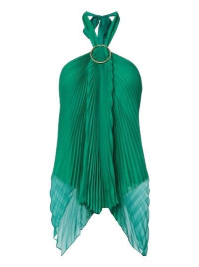 Max Mara Pleated Halterneck Top - Green
