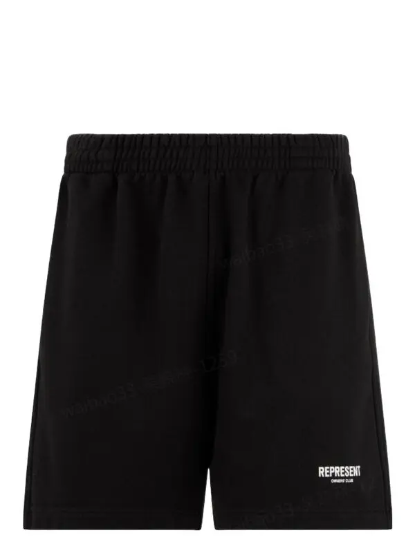 REPRESENT Elastic-waist Cotton Shorts - Black