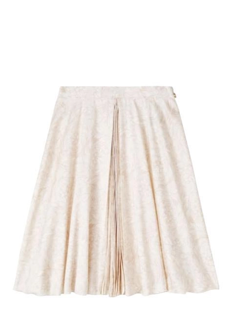 Versace Barocco Pleated Twill Skirt - White
