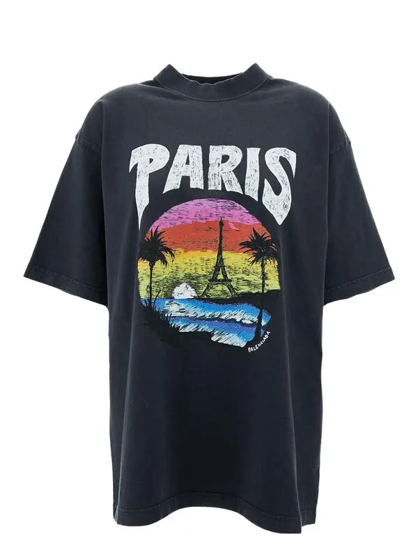 Balenciaga Tropical Printed T-shirt - Black