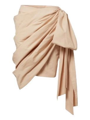 Chloé Cotton Poplin Midi Skirt With Bow Detail - Nude
