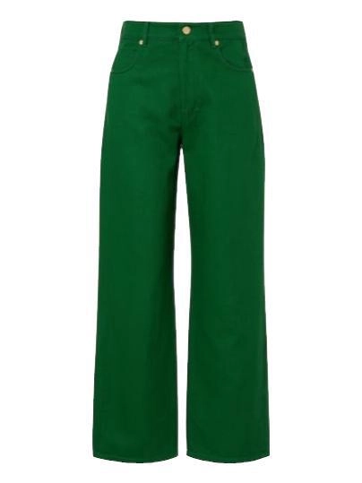 Max Mara Onorata Cotton And Linen Wide-leg Pants - Green