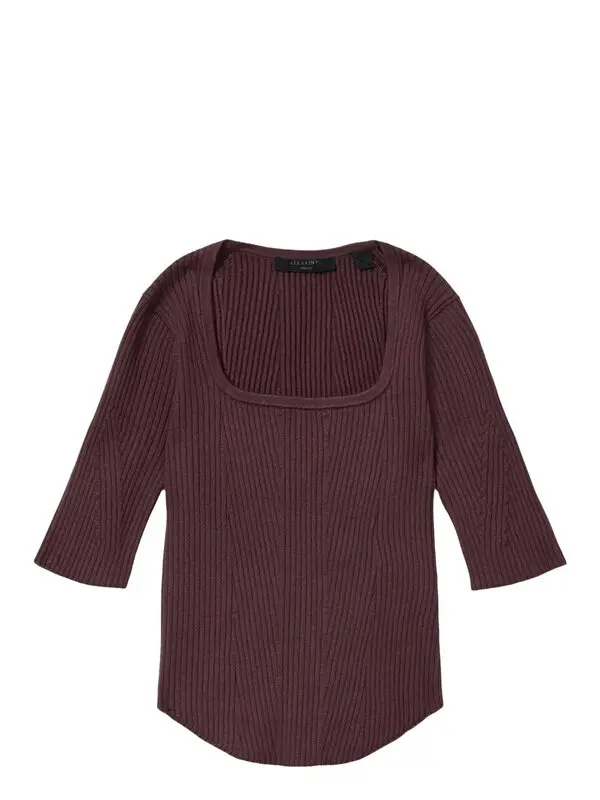 ALLSAINTS Cruz Hally Ribbed Corset Top - Brown