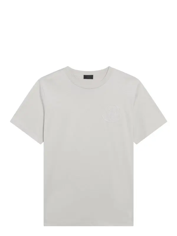 Moncler Beige Cotton T-shirt With Embroidered Logo - Cream