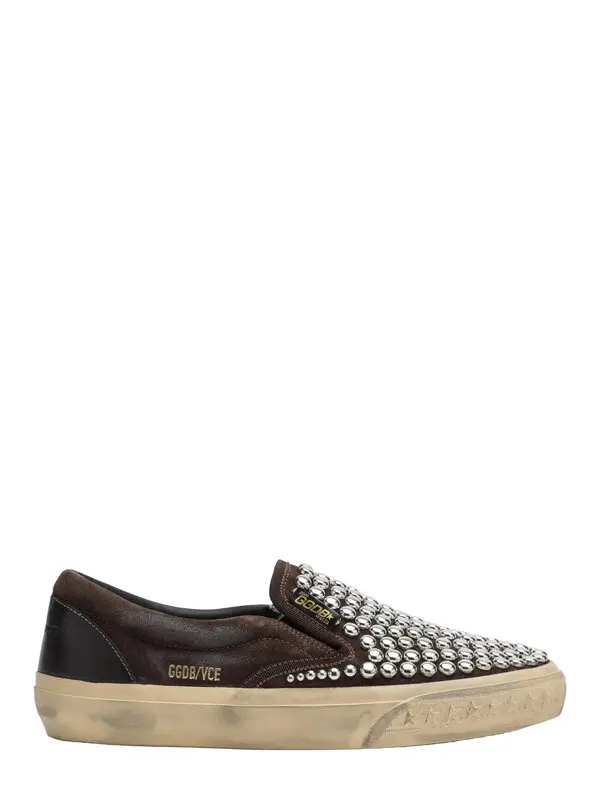 GOLDEN GOOSE Embellished Suede Slip-on Shoes - Brown
