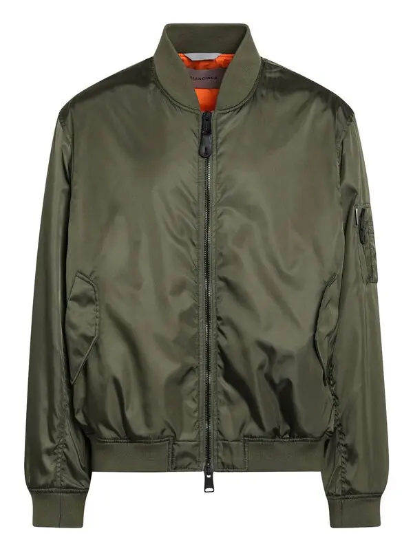Balenciaga Khaki Nylon Zip-up Bomber Jacket - Green