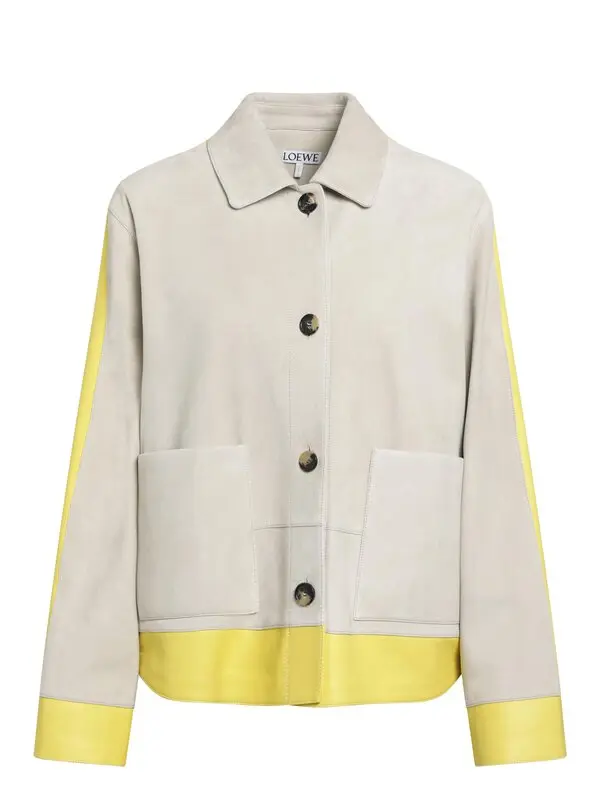 Loewe Lightweight Suede Jacket With Contrasting Inserts - Gray