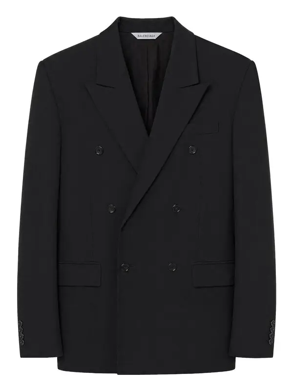 Balenciaga Double-breasted Tailored Wool Twill Jacket - Black