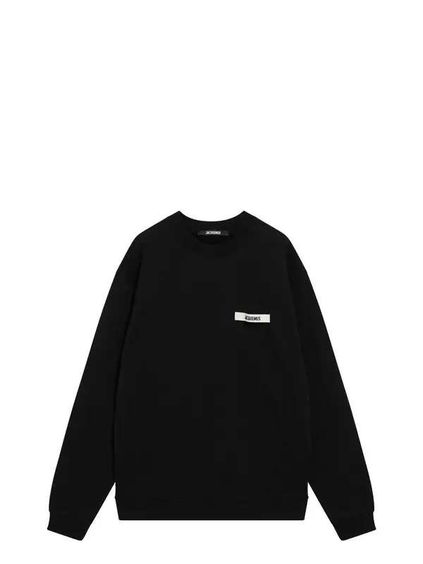 Jacquemus Crewneck Sweatshirt With Grosgrain Logo Detail - Black