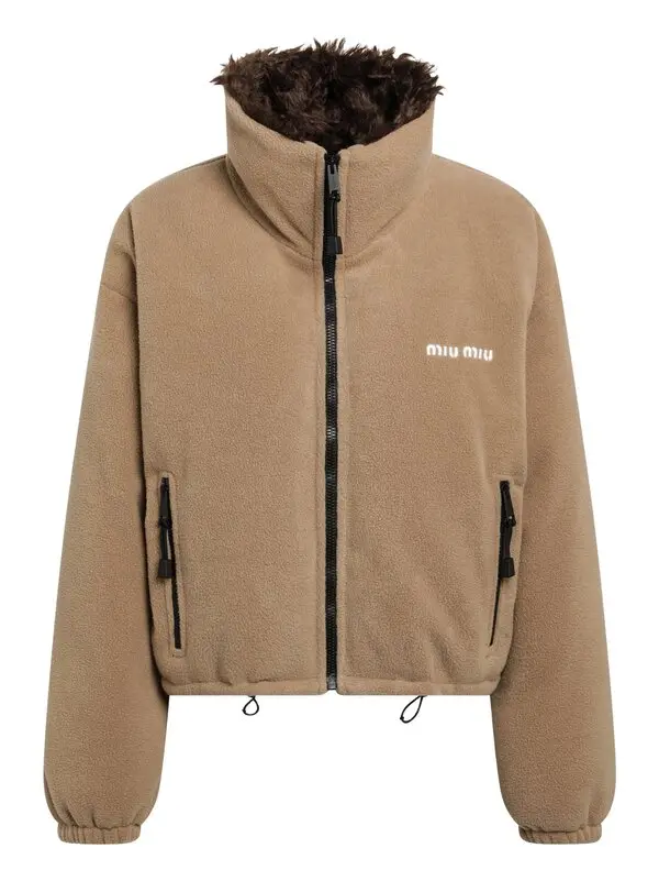 Miu Miu Camel Fleece Down Jacket - Cream