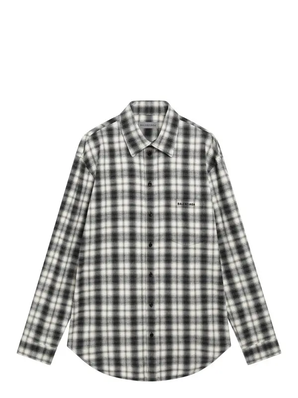 Balenciaga Regular-fit Checked Cotton Flannel Shirt In White/black - Multicolor